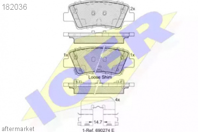 48413350A0 SSANGYONG - Комплект тормозных колодок, дисковый тормоз ...